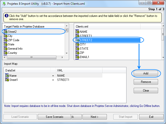 Projetex Operations Import Importing Database Importing From Xml